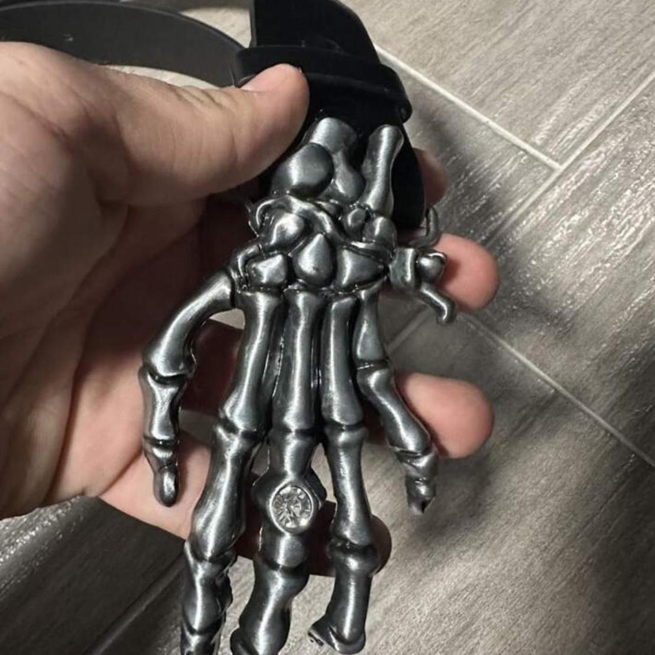 Skeleton hand 🤚 Rivet belt Emo belt Gothic... - Depop