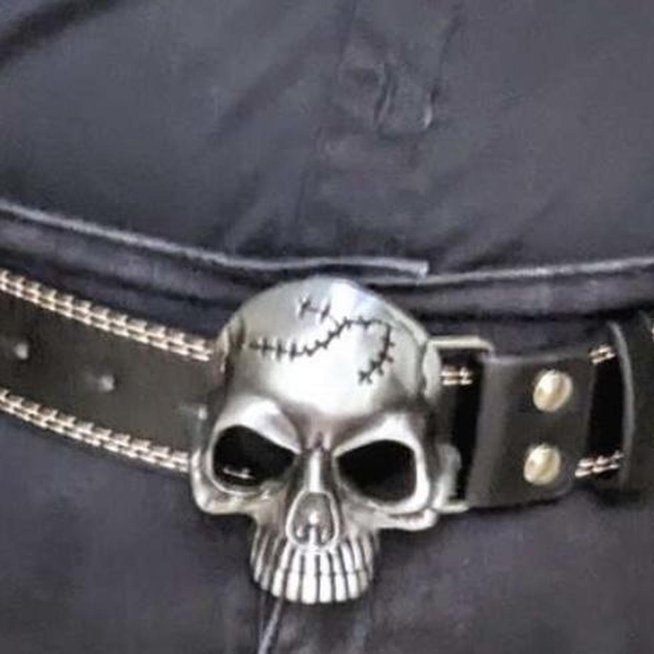 Skeleton skull 💀 Rivet belt Emo belt Gothic... - Depop