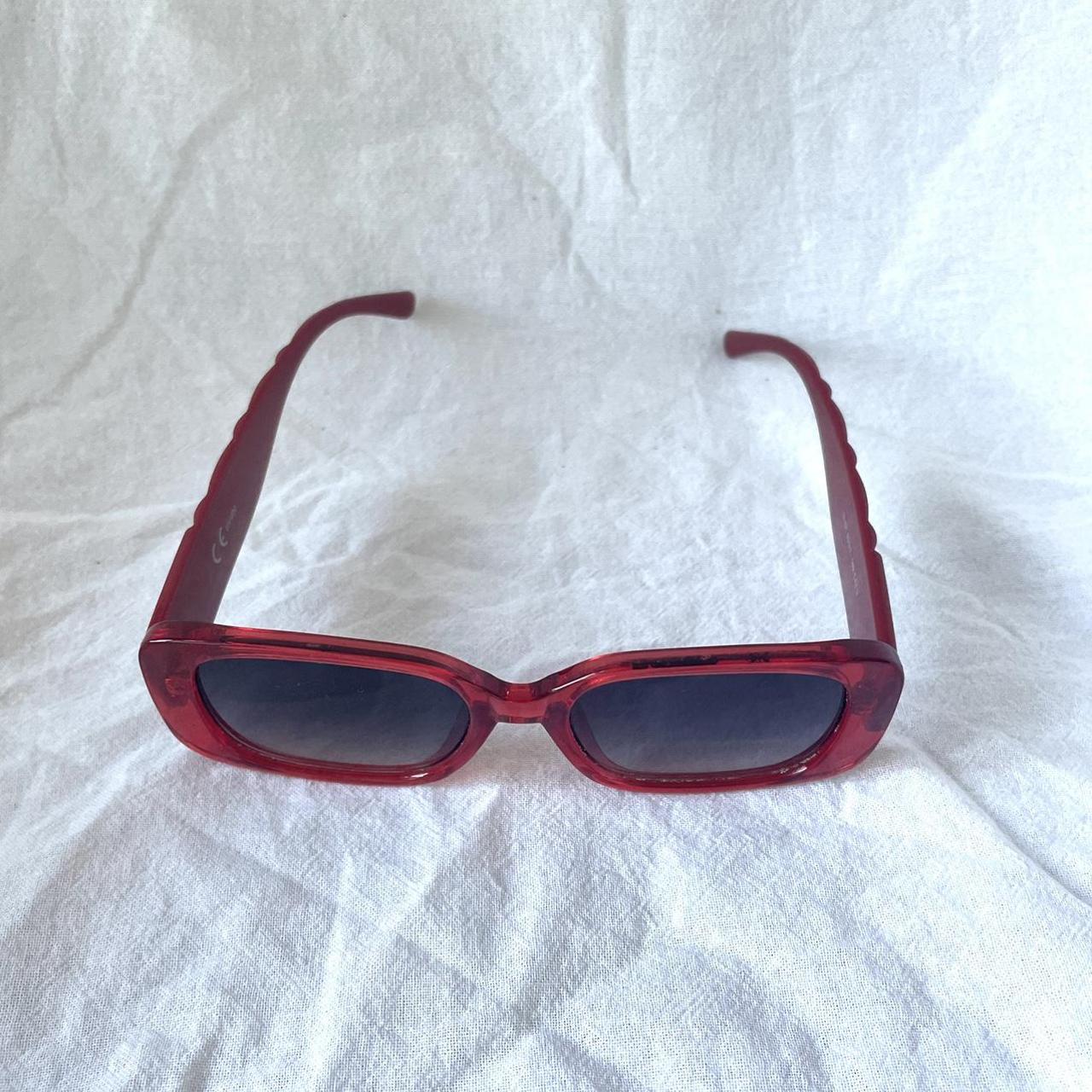 Red rectangular sunglasses - Depop
