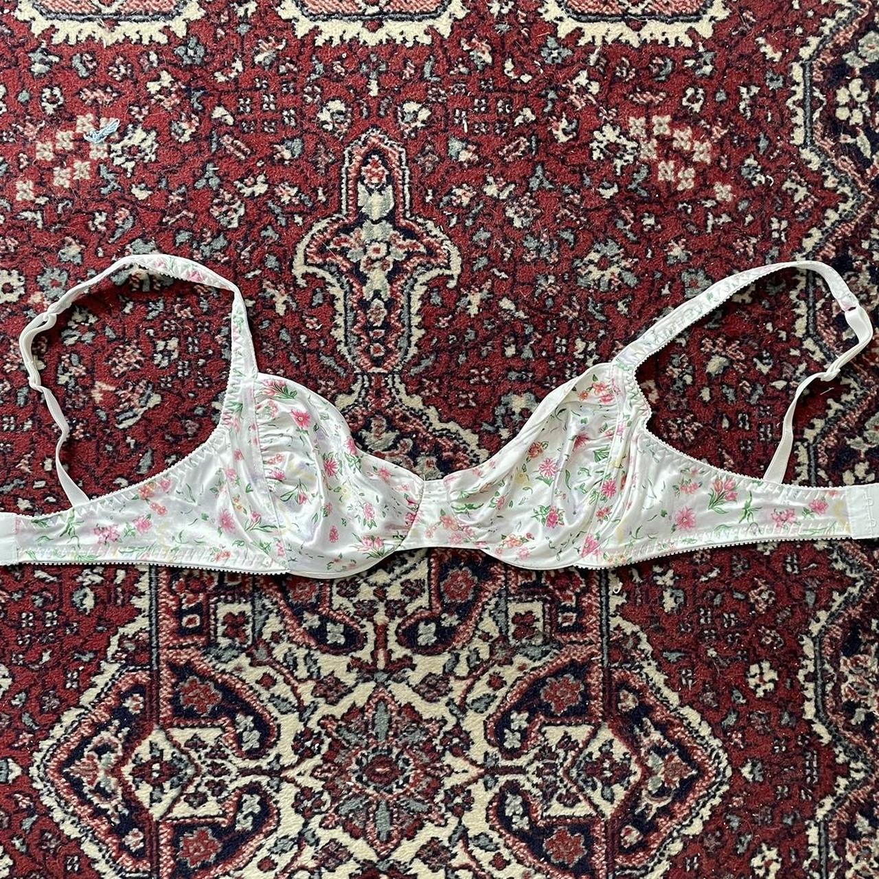 vintage olga dainty floral silky bustier bra tagged... - Depop