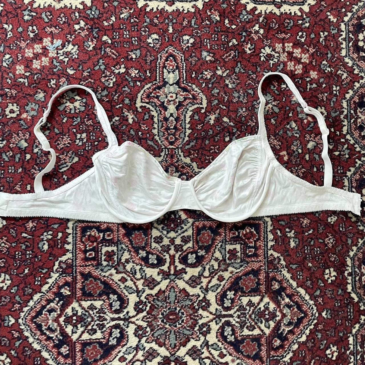 vintage olga dainty floral silky bustier bra tagged... - Depop