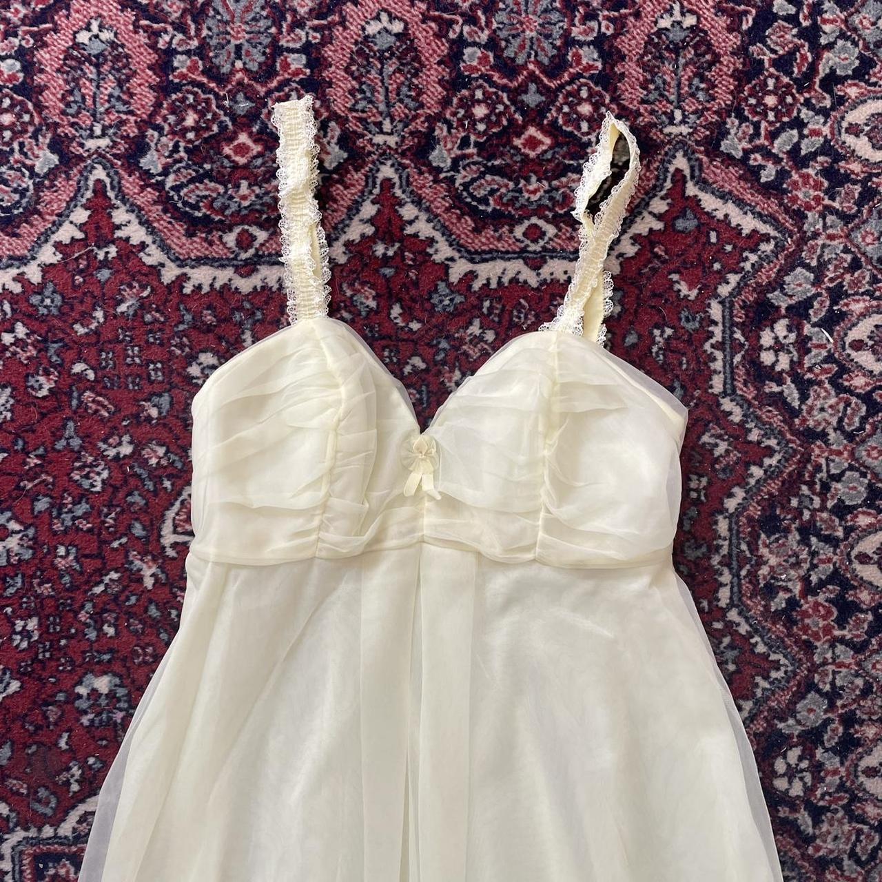 vintage OLGA baby butter yellow ruched tulle mini... | Depop