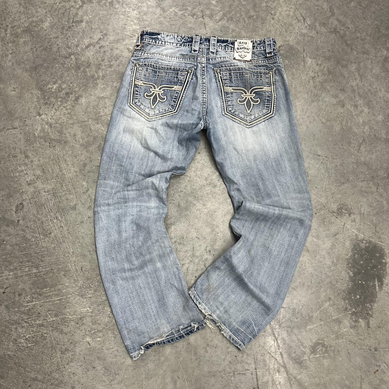 Y2K Rock Revival Distressed Baggy Jeans -Good... - Depop