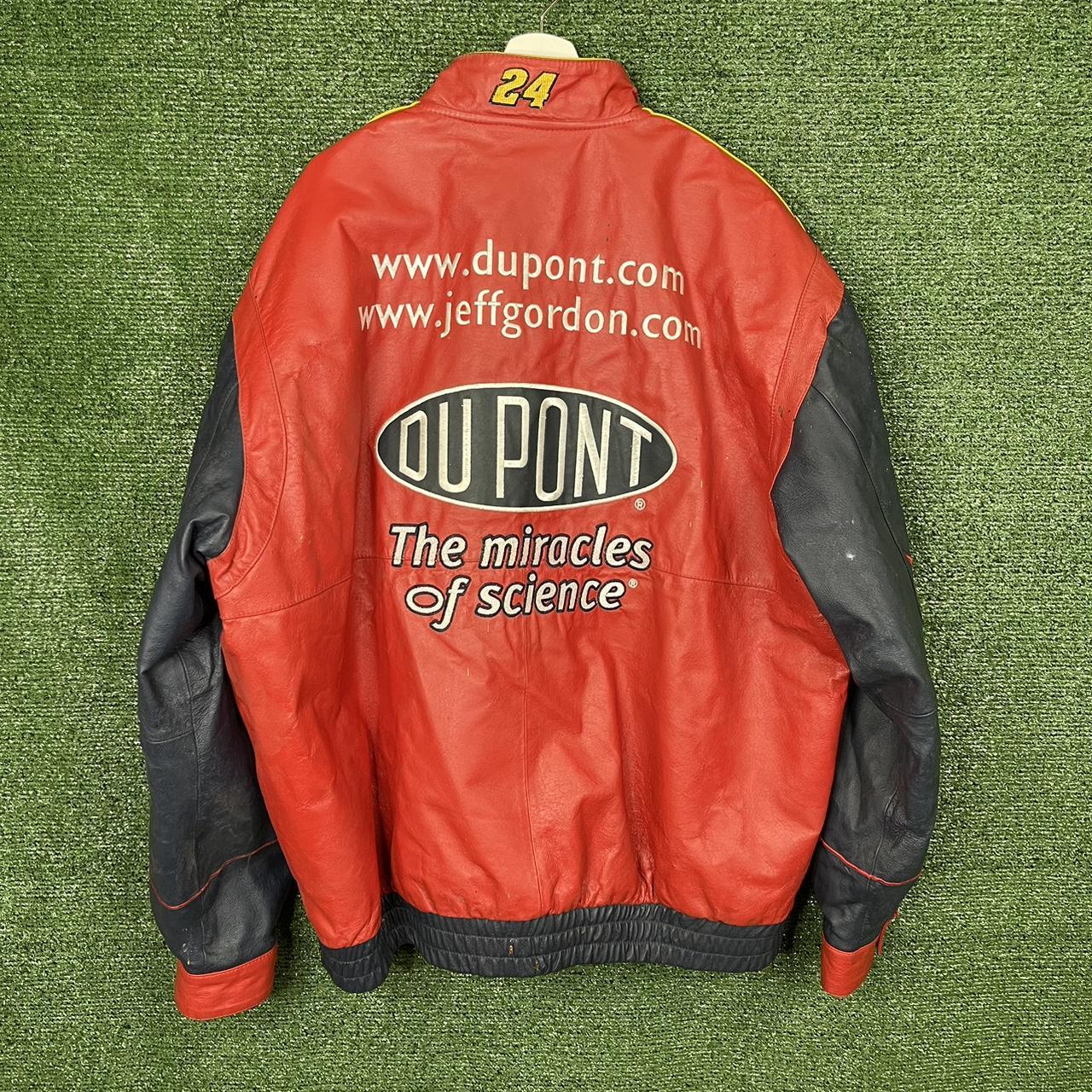 Vintage 90s NASCAR Jacket Leather very Heavy... - Depop