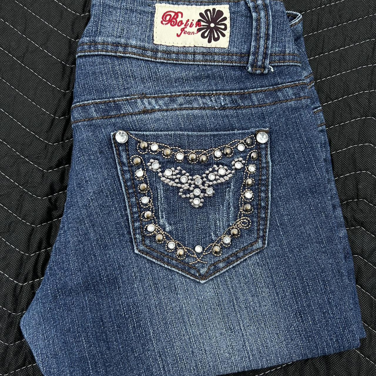 #rhinestones #jeans #y2k low rise rhinestone jeans :) - Depop