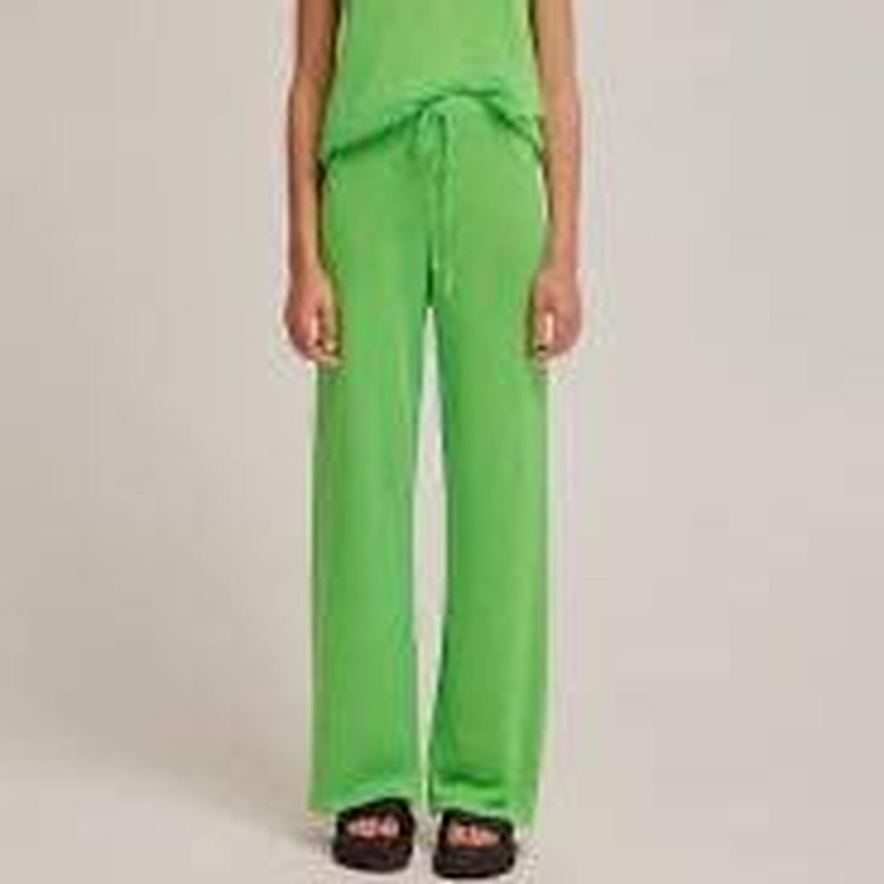 - Venroy knitted linen pants in apple green - Size... - Depop