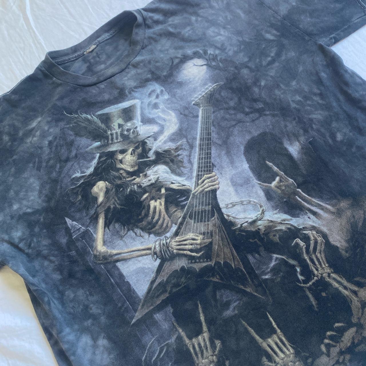 y2k grunge skull skeleton tee ★ see images for... - Depop