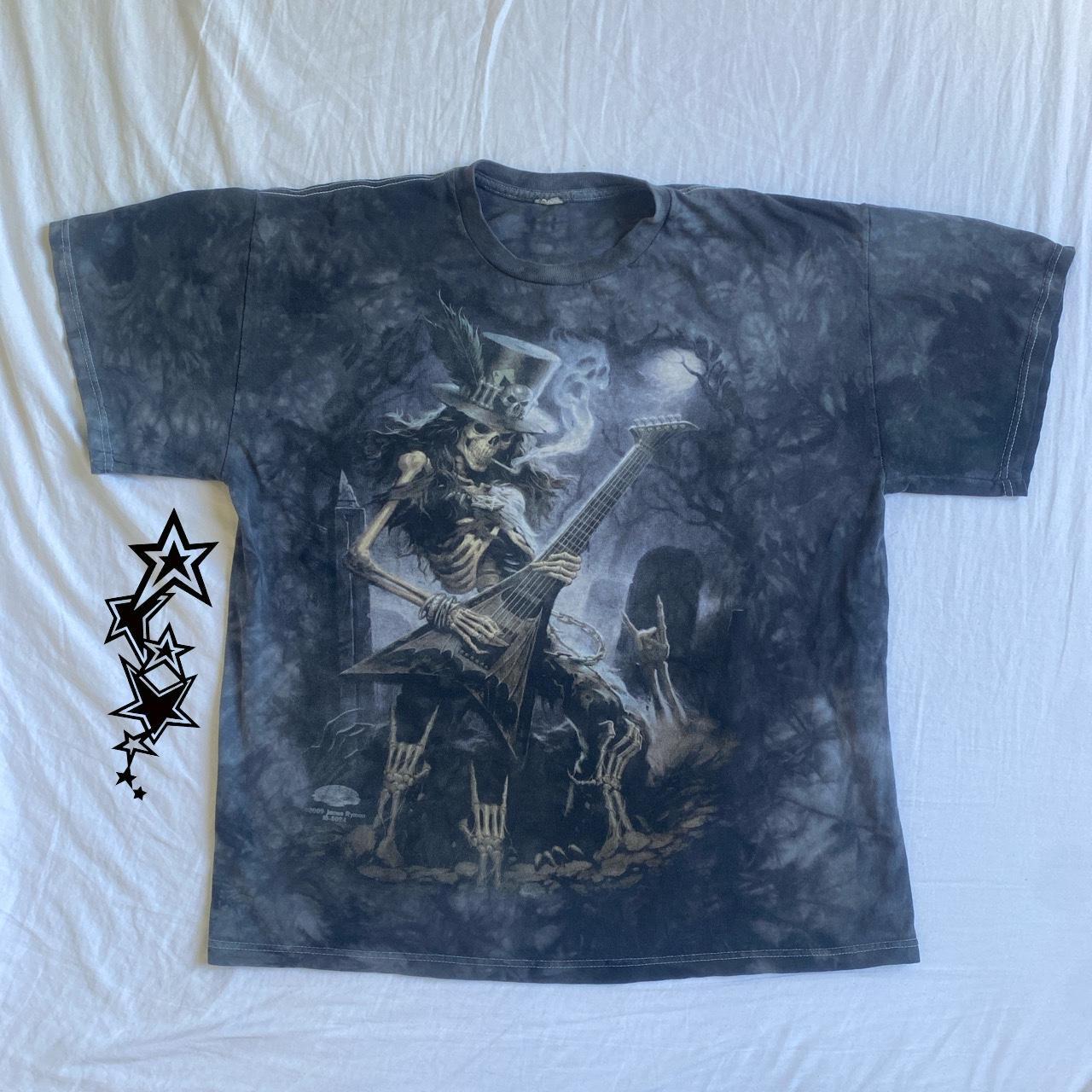 y2k grunge skull skeleton tee ★ see images for... - Depop