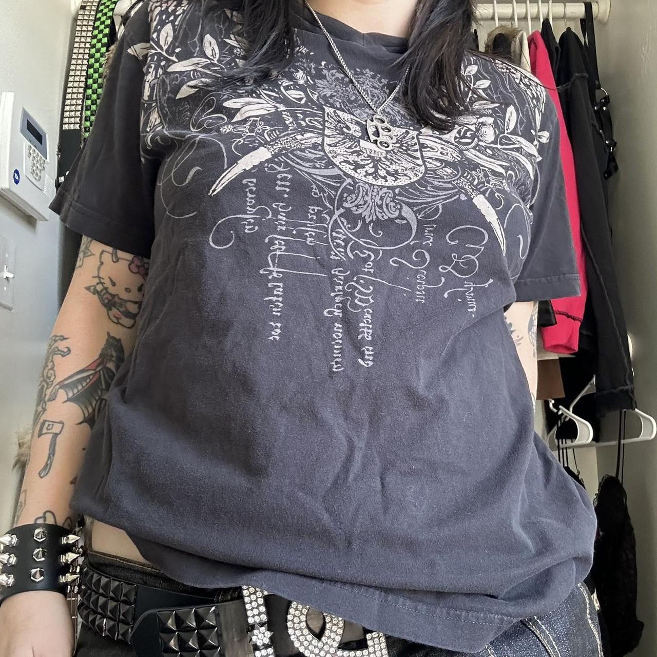 y2k grunge cyber goth tee ★ see all images for... - Depop