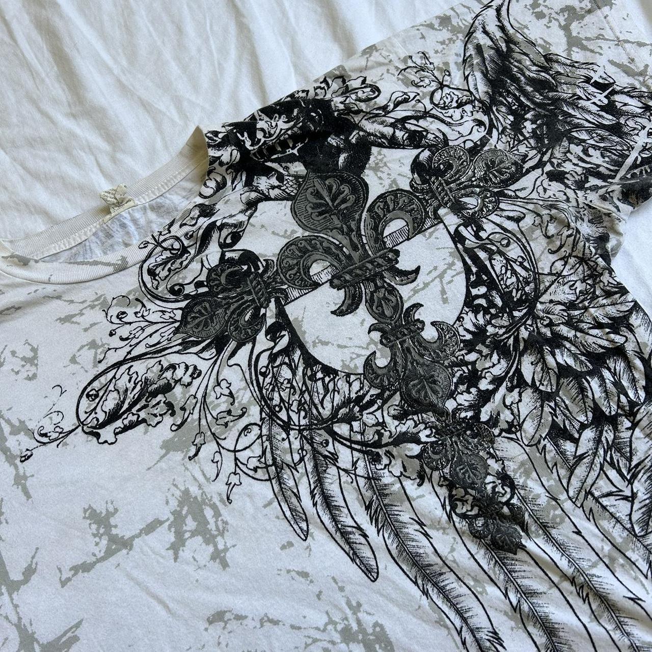 y2k grunge cyber goth wing tee ★ might have fades... - Depop