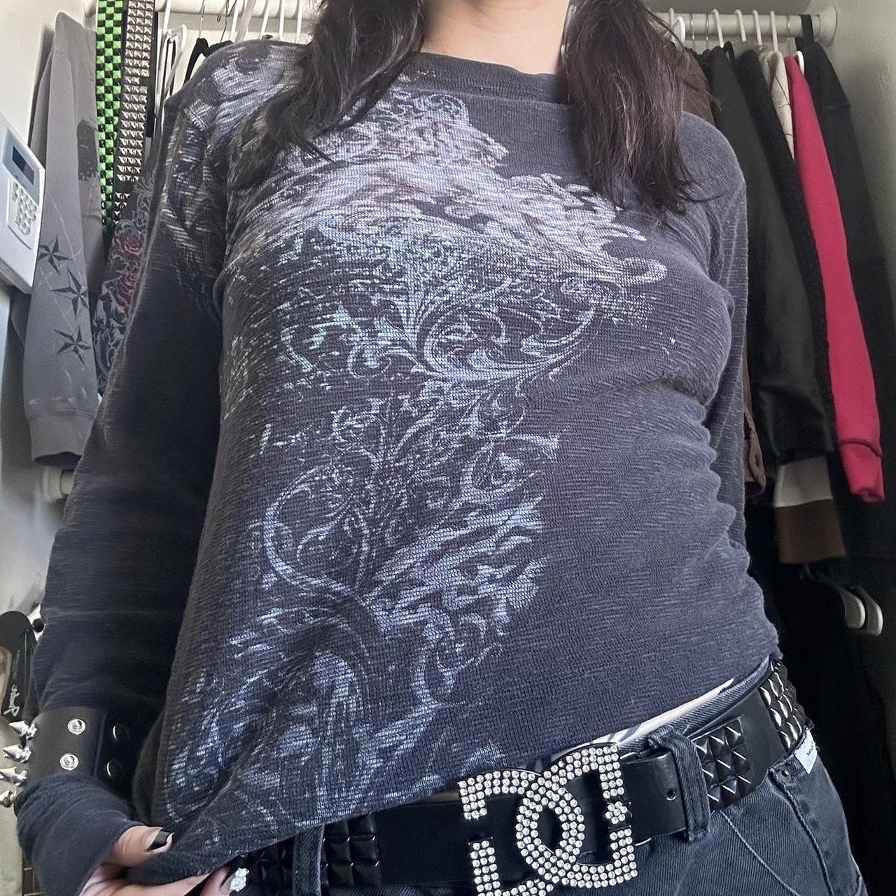 Y2K grunge cyber goth thermal ★ 2000s thermal in... - Depop