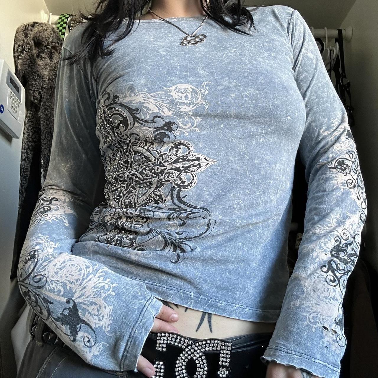 y2k grunge emo cyber y2k shirt ★ 2000s top... - Depop