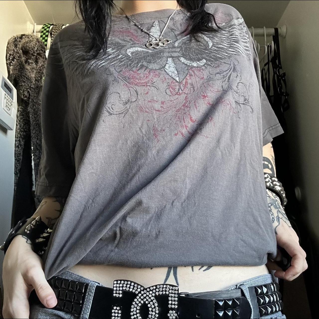 y2k grunge cyber goth tee ★ 2000s mall goth tee... - Depop