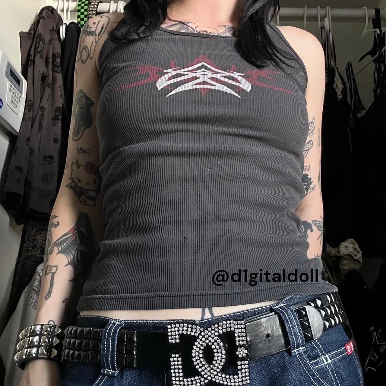 y2k grunge cyber tank ★ 2000s tribal mall goth... - Depop