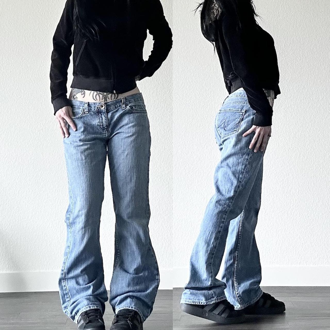 y2k grunge faded baggy bootcut jeans ★ baggy... | Depop