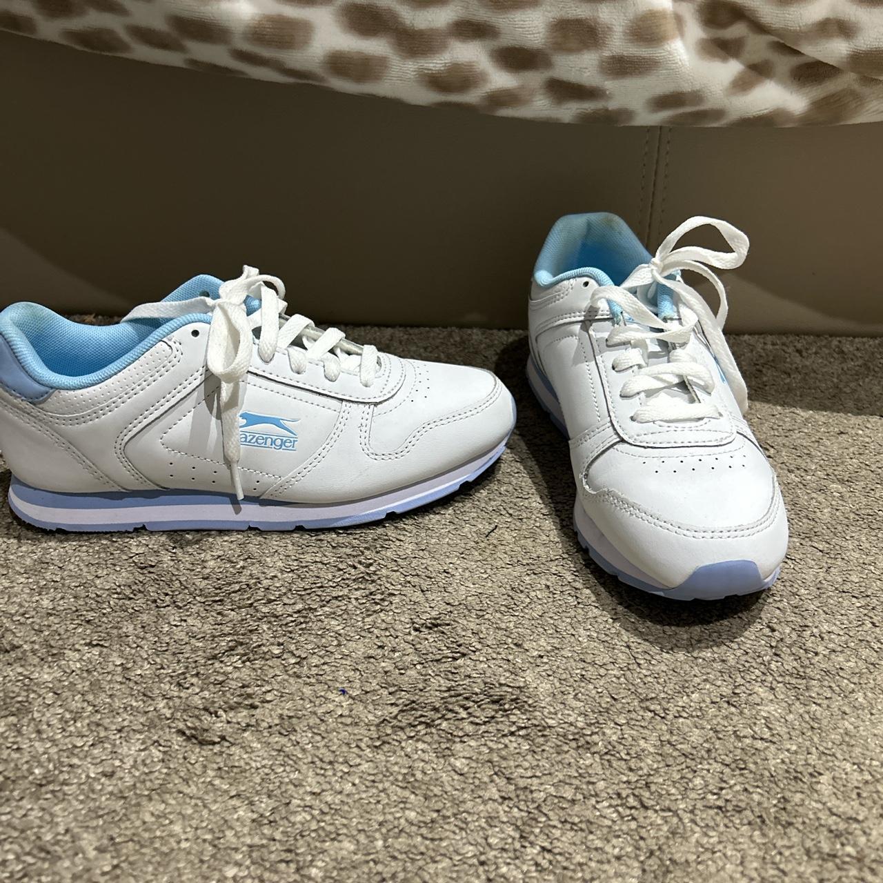 Slazenger Women's White and Blue Trainers | Depop