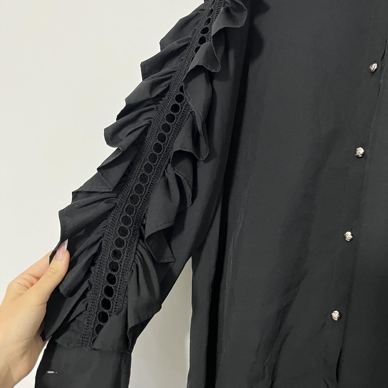 Black ruffle shirt bought in a boutique in... - Depop