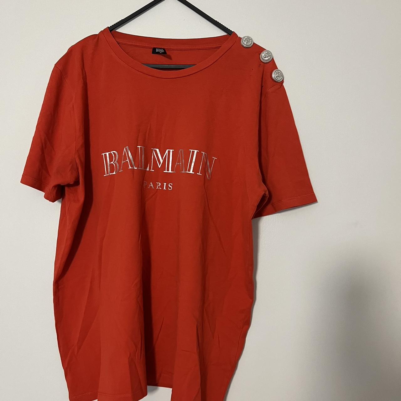 Genuine red unisex Balmain T-shirt. Bought in... - Depop