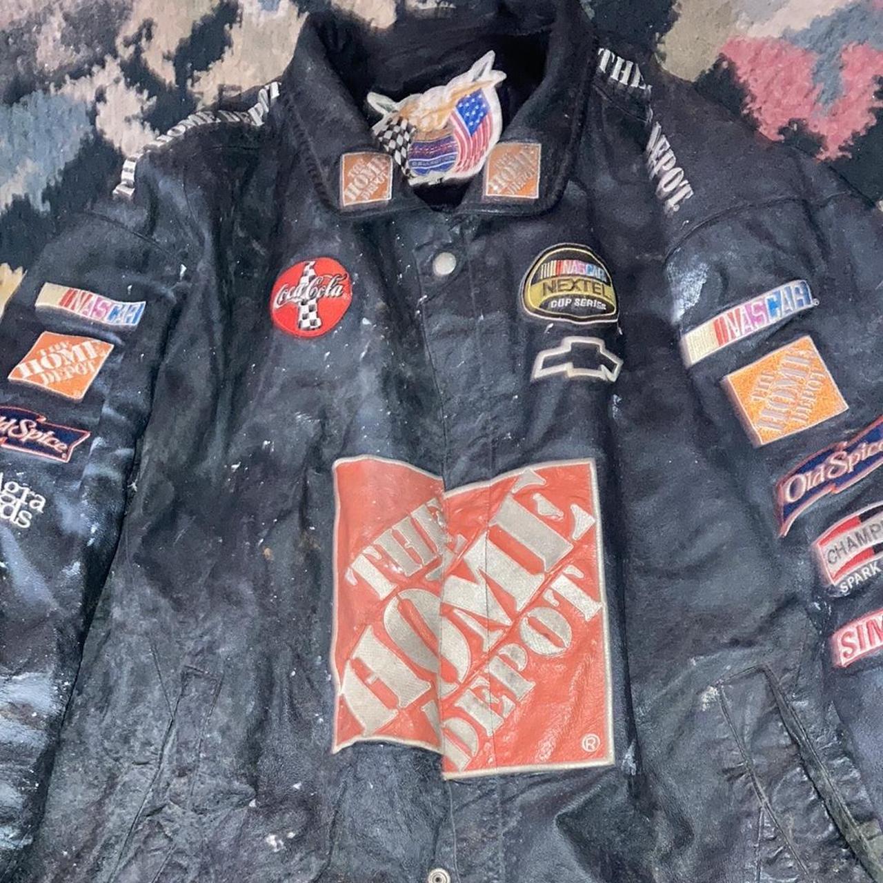 NASCAR jacket Leather Used as shown Vintage Tony... - Depop