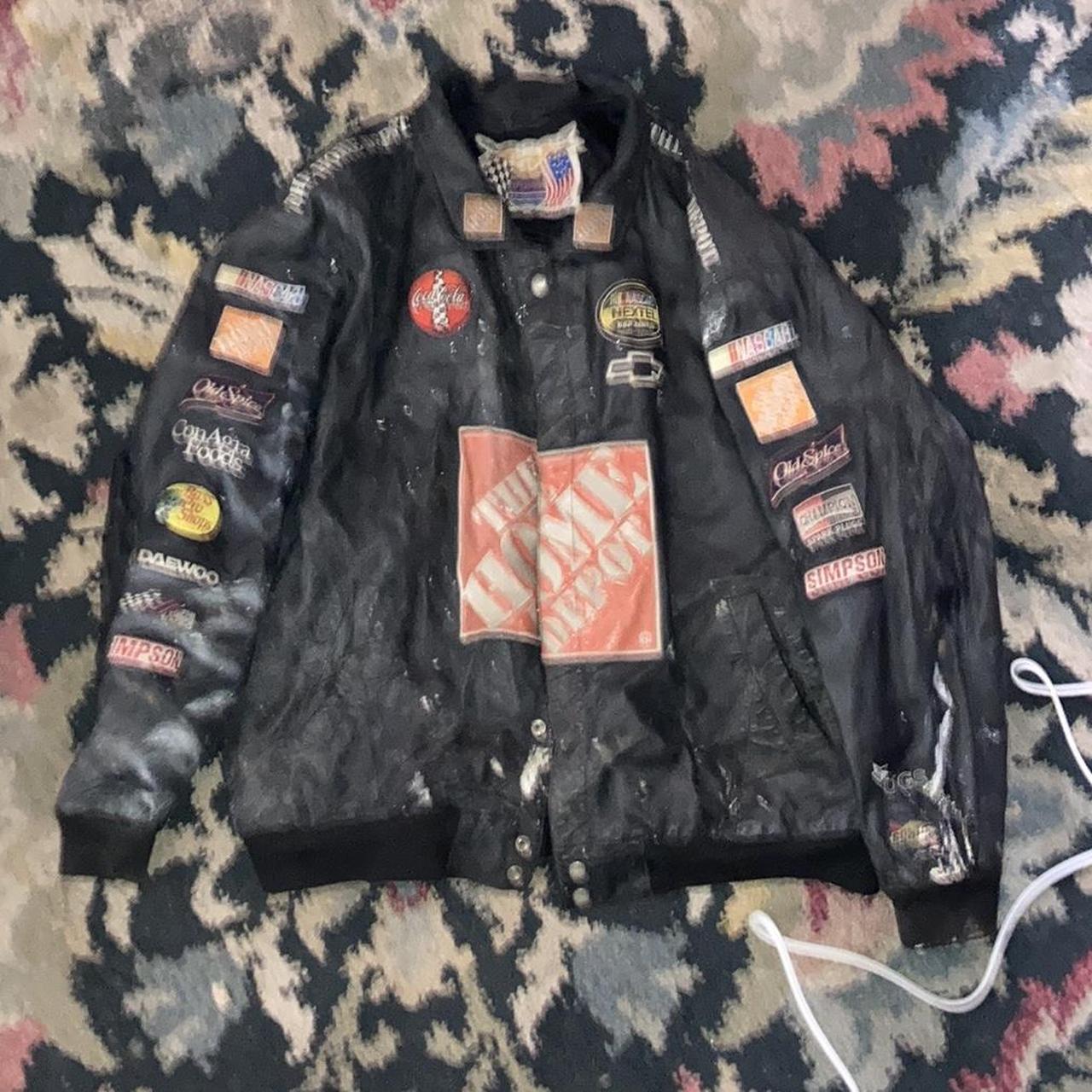 NASCAR jacket Leather Used as shown Vintage Tony... - Depop