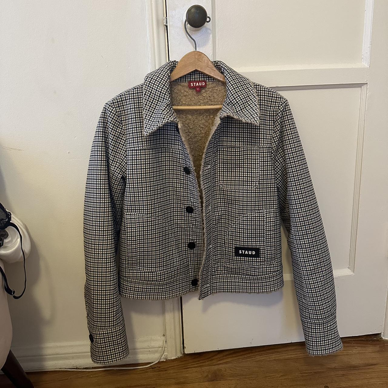 STAUD plaid gingham button up jacket women’s size... - Depop