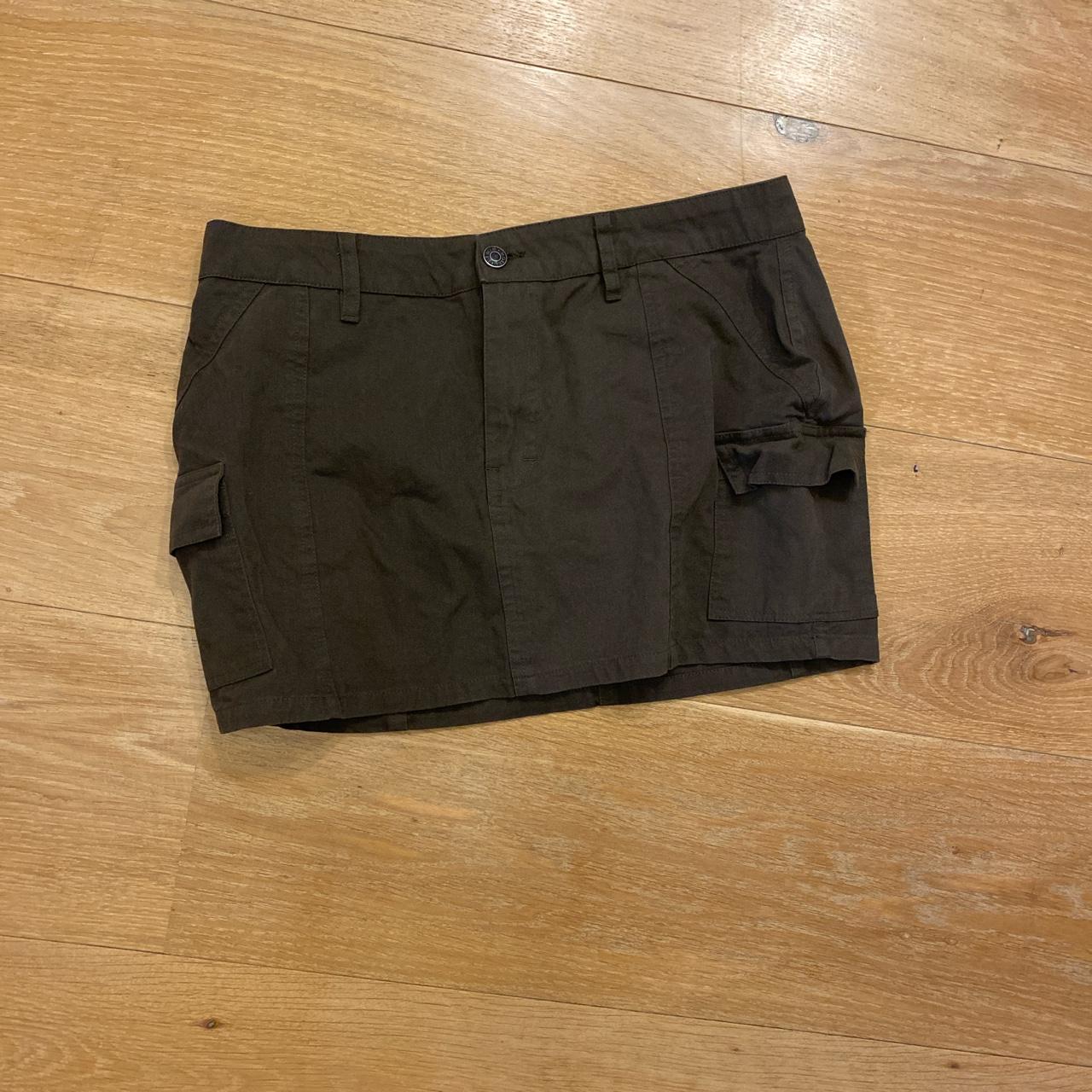 Motel rocks grey mini cargo skirt. Worn once.... - Depop
