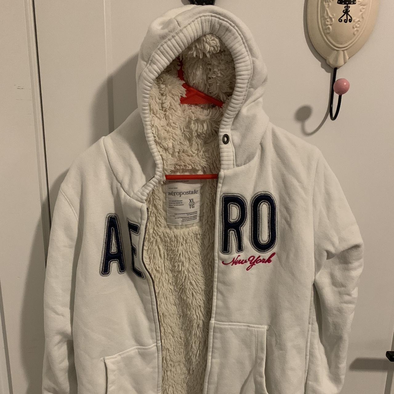 aeropostale FUR lined zip up hoodie!! this was a... - Depop