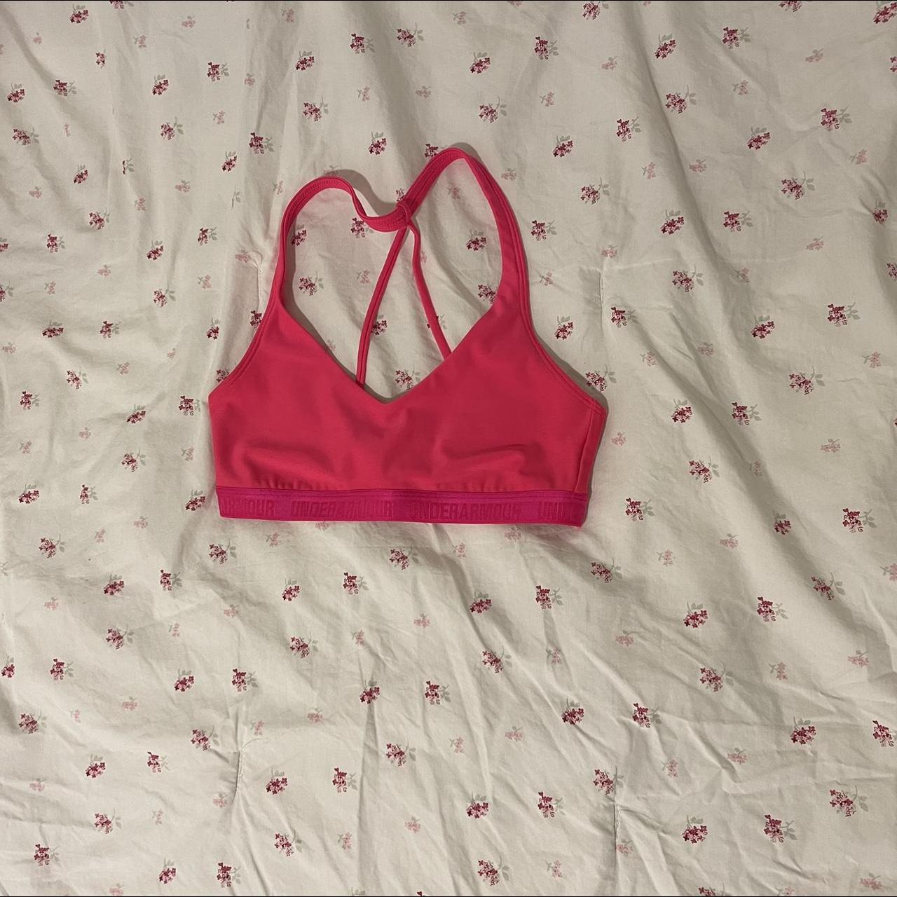 Pink under armor sports bra Xs-S - Depop
