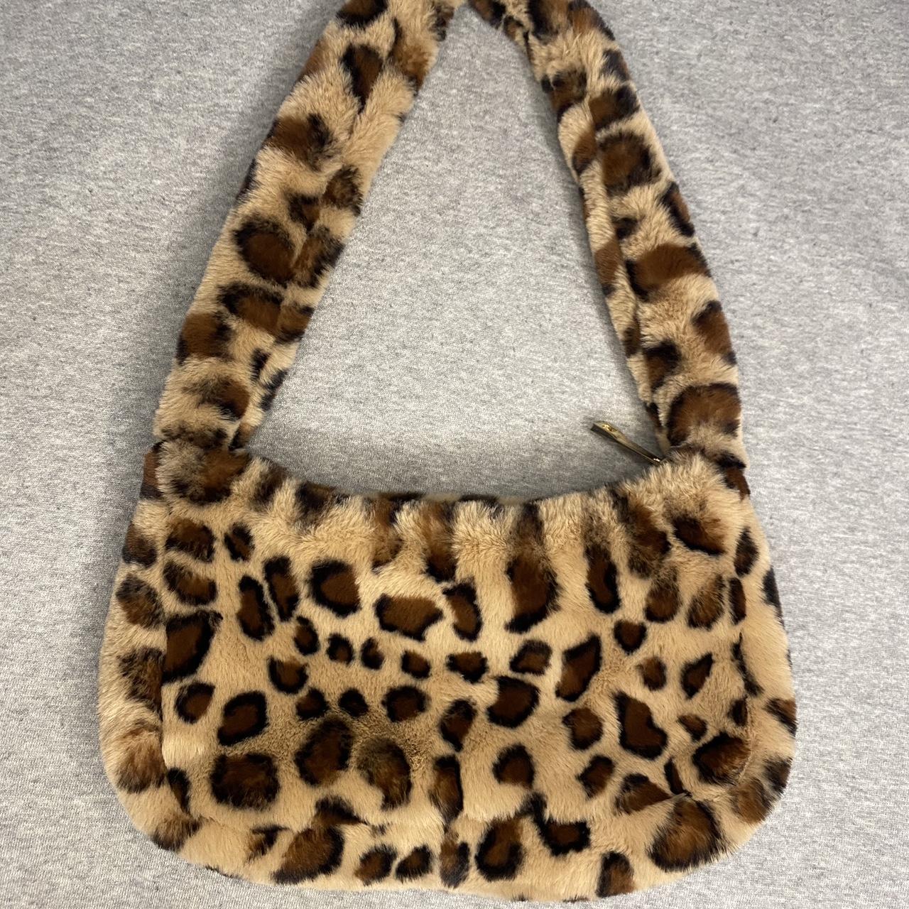 fluffy leopard print bag - Depop