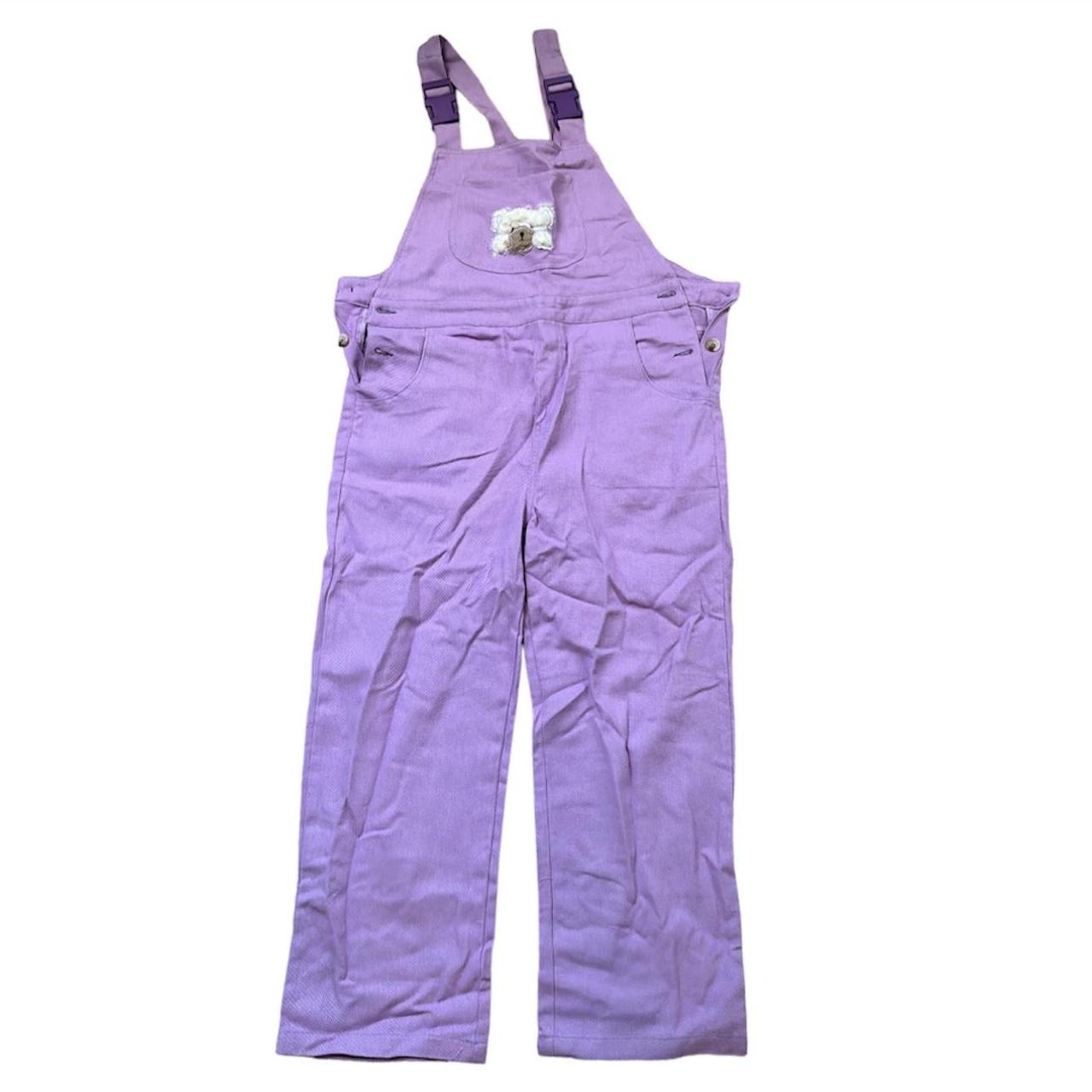 Cute lavender purple bear overalls Size S-M #kawaii... - Depop