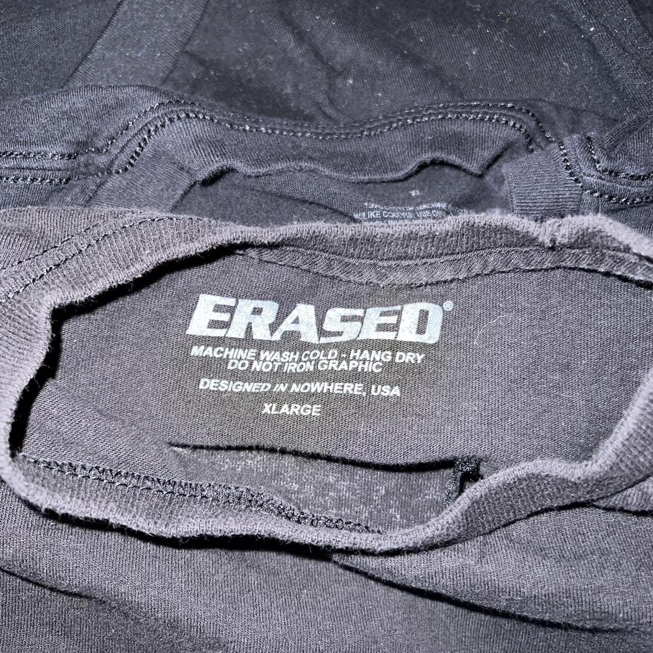 erased project tee worn a lot back graphic is bad - Depop