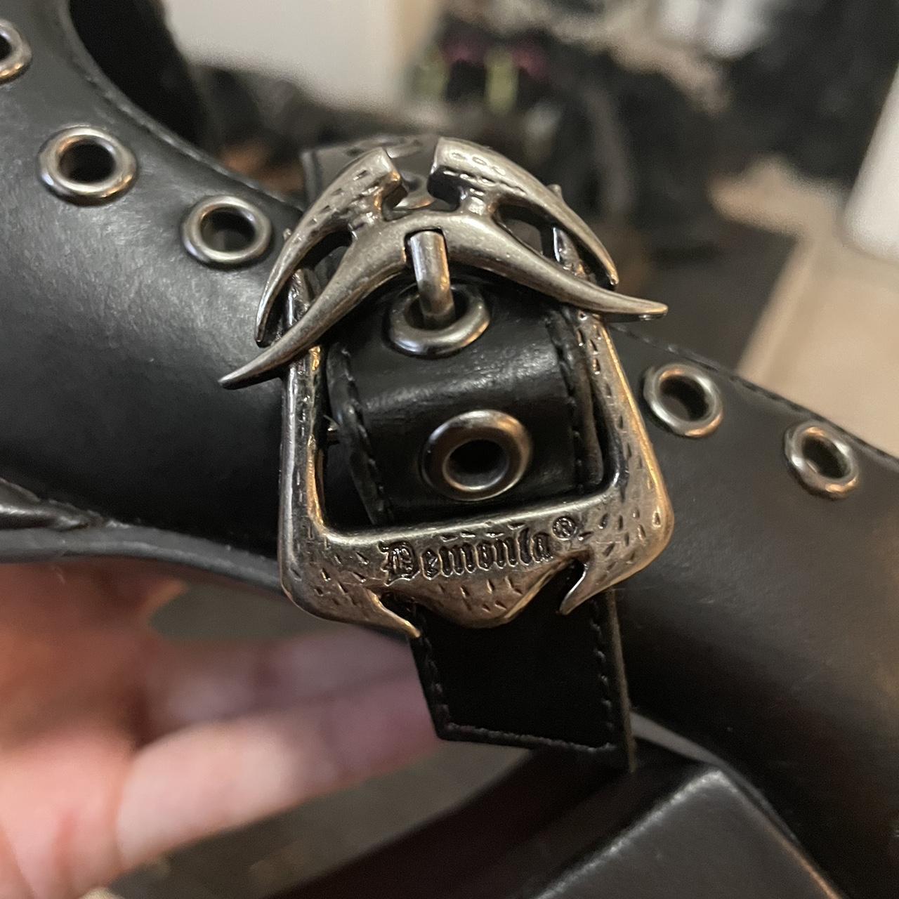 Beautiful grommet studded leather demonia goth heels... - Depop