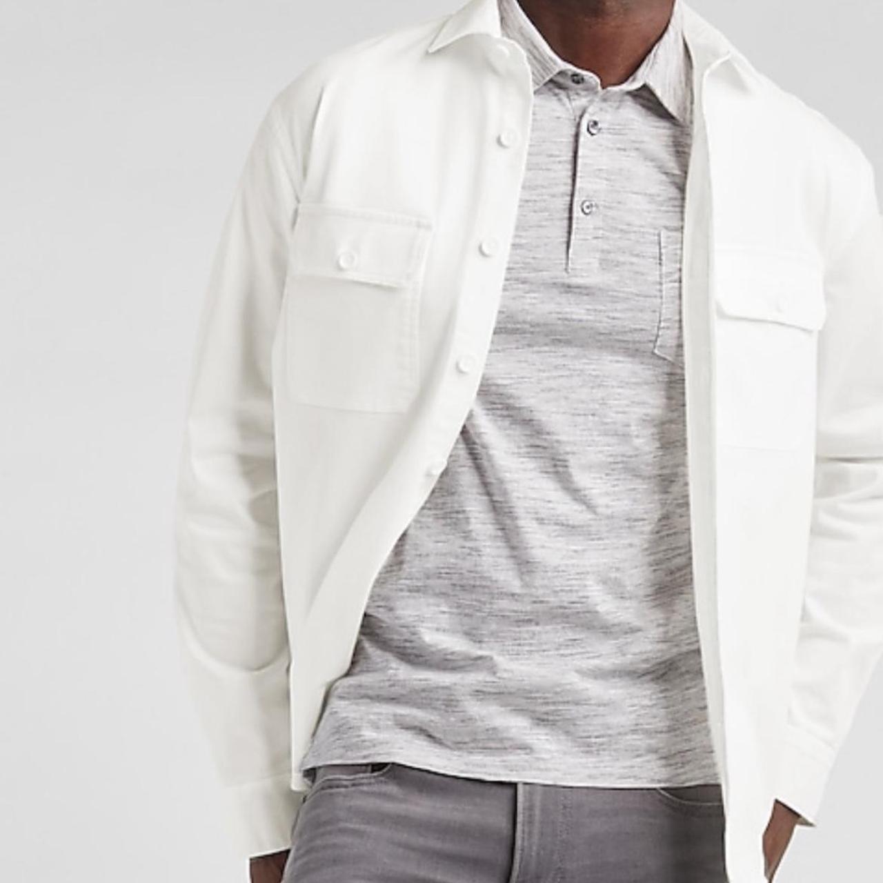 Express Men's White and Cream Jacket | Depop