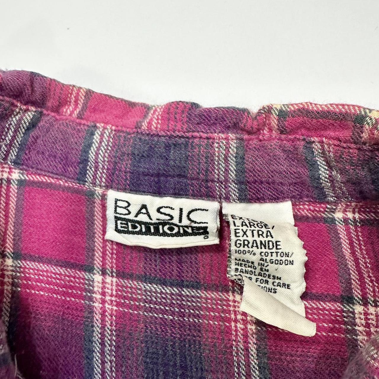 90s Vintage Basic Editions Paid Flannel Button... - Depop