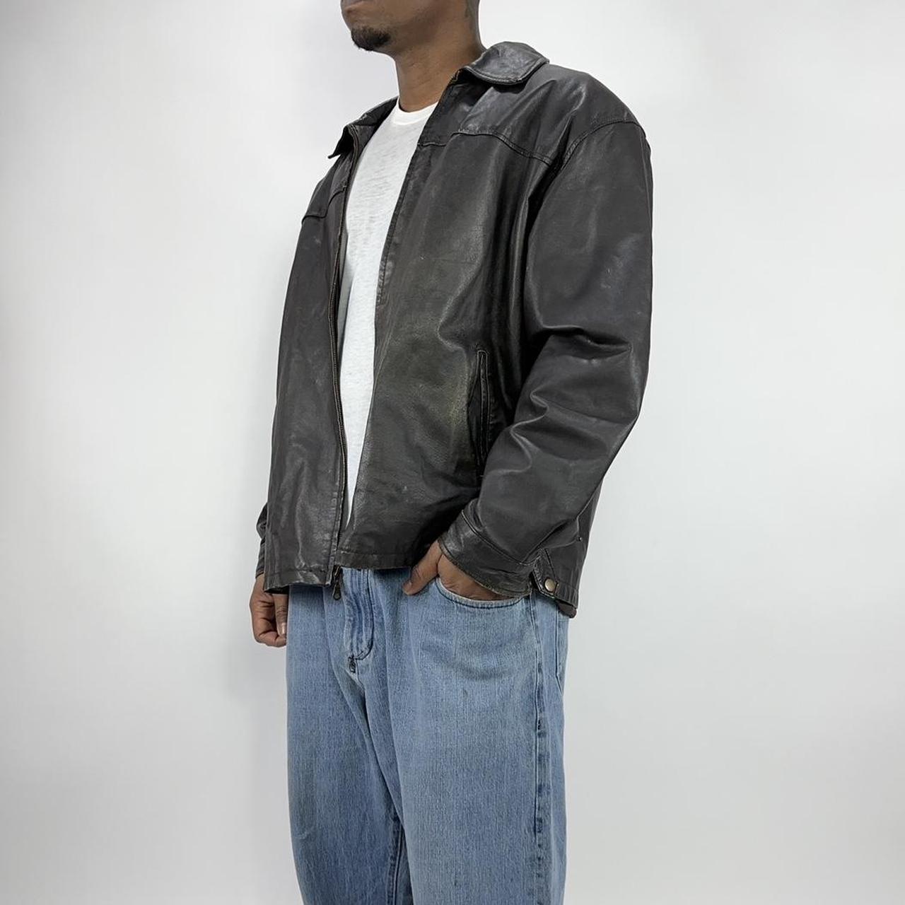 Vintage Explorer Faded Leather Collar Jacket Men’s... - Depop