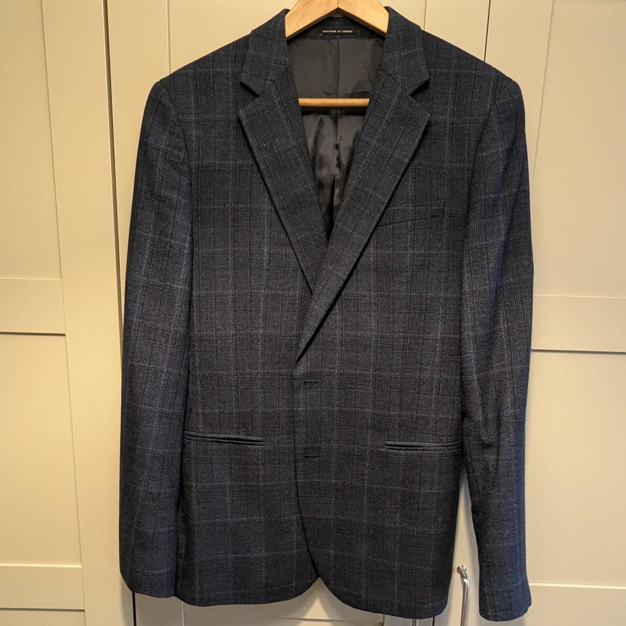 Reiss Suit Jacket Blazer Blue check Size 42R #reiss... - Depop