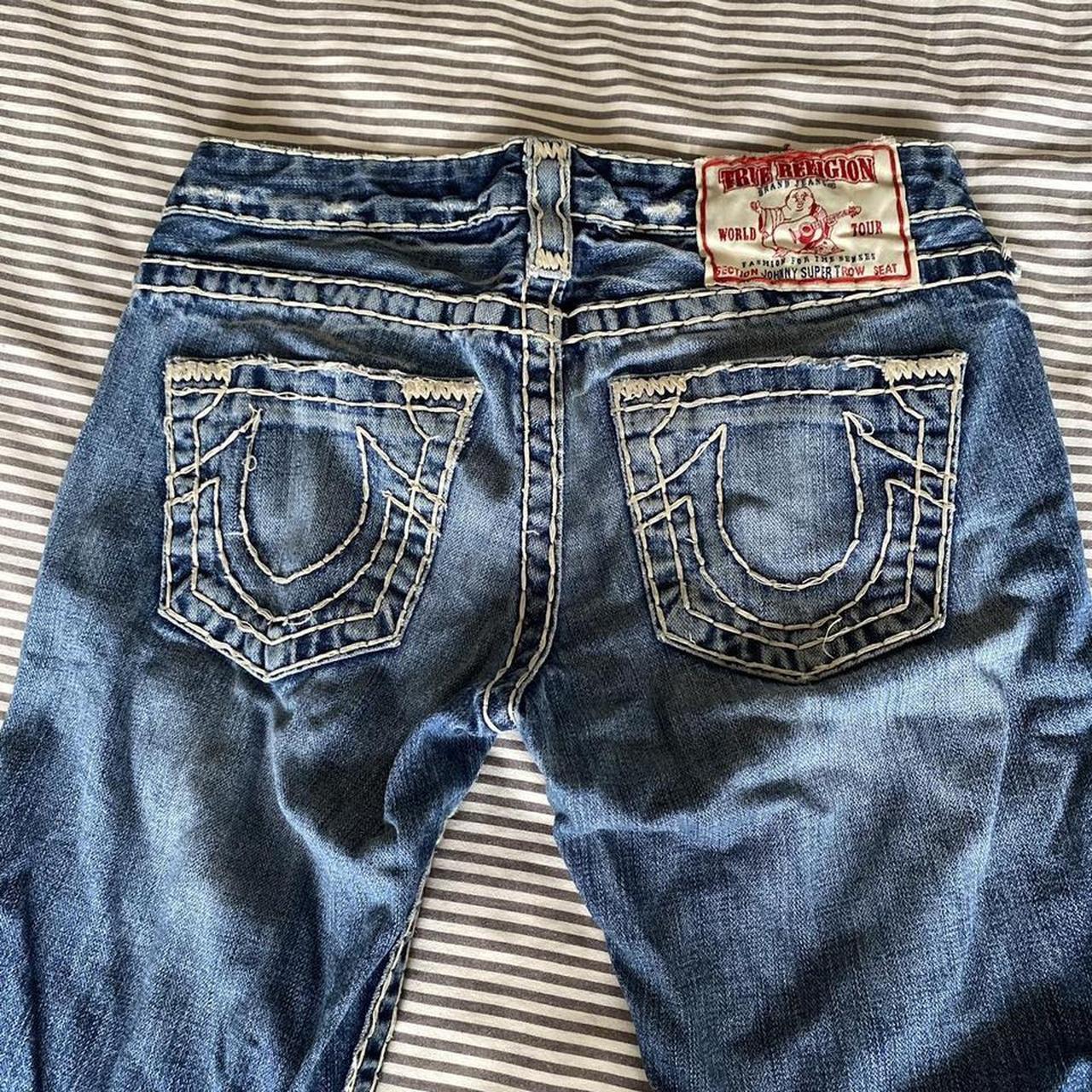 true religion contrast stitch jeans low waisted... - Depop