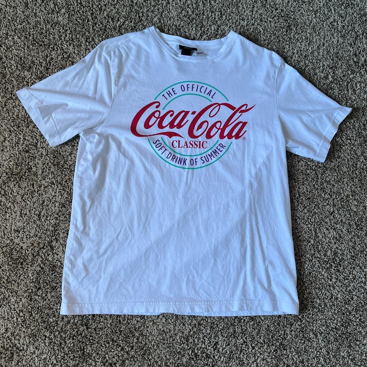 White graphic coca cola t-shirt. - Depop