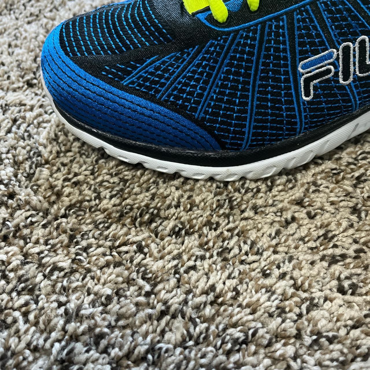 Fila blue and highlighter green sneakers. The shoes... - Depop