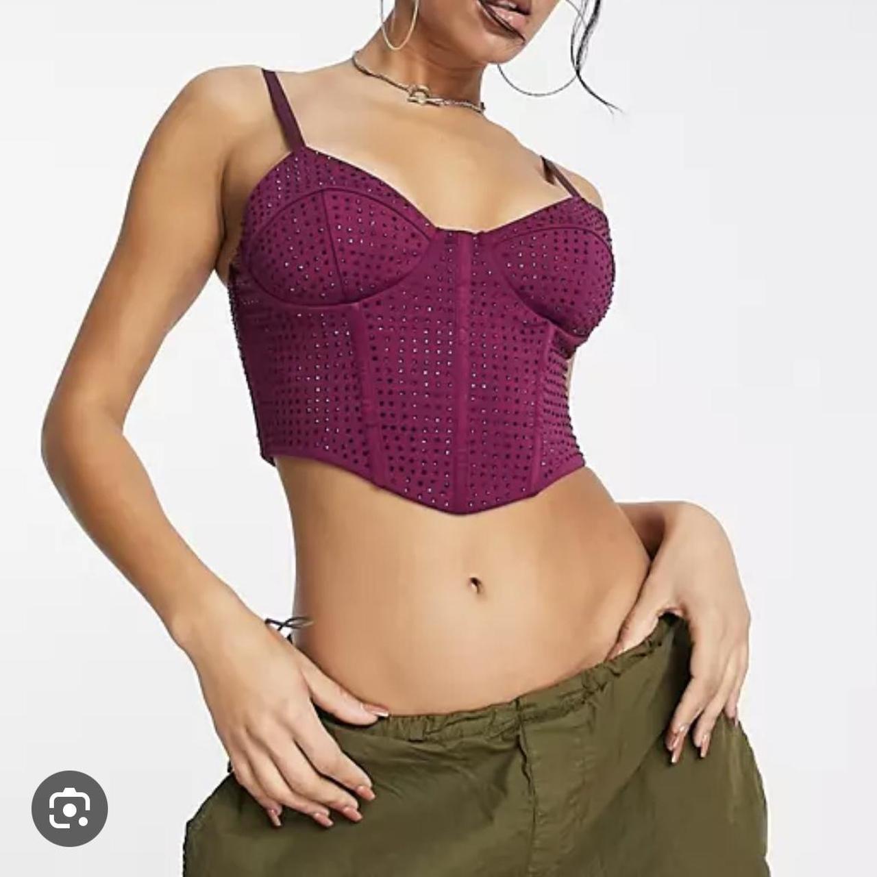 ASOS DESIGN crystal stud hot fix corset top in... - Depop