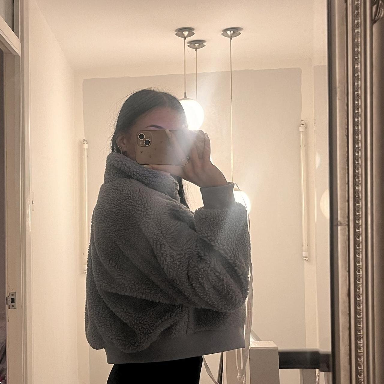 Blue fluffy jacket | Missguided Size 8 Petite, fits... - Depop