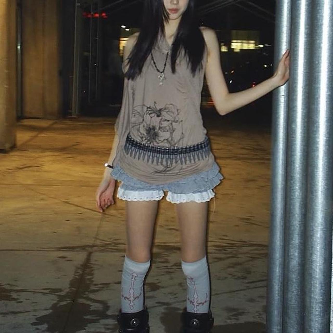 Gyaru style shirt with flowers | Depop