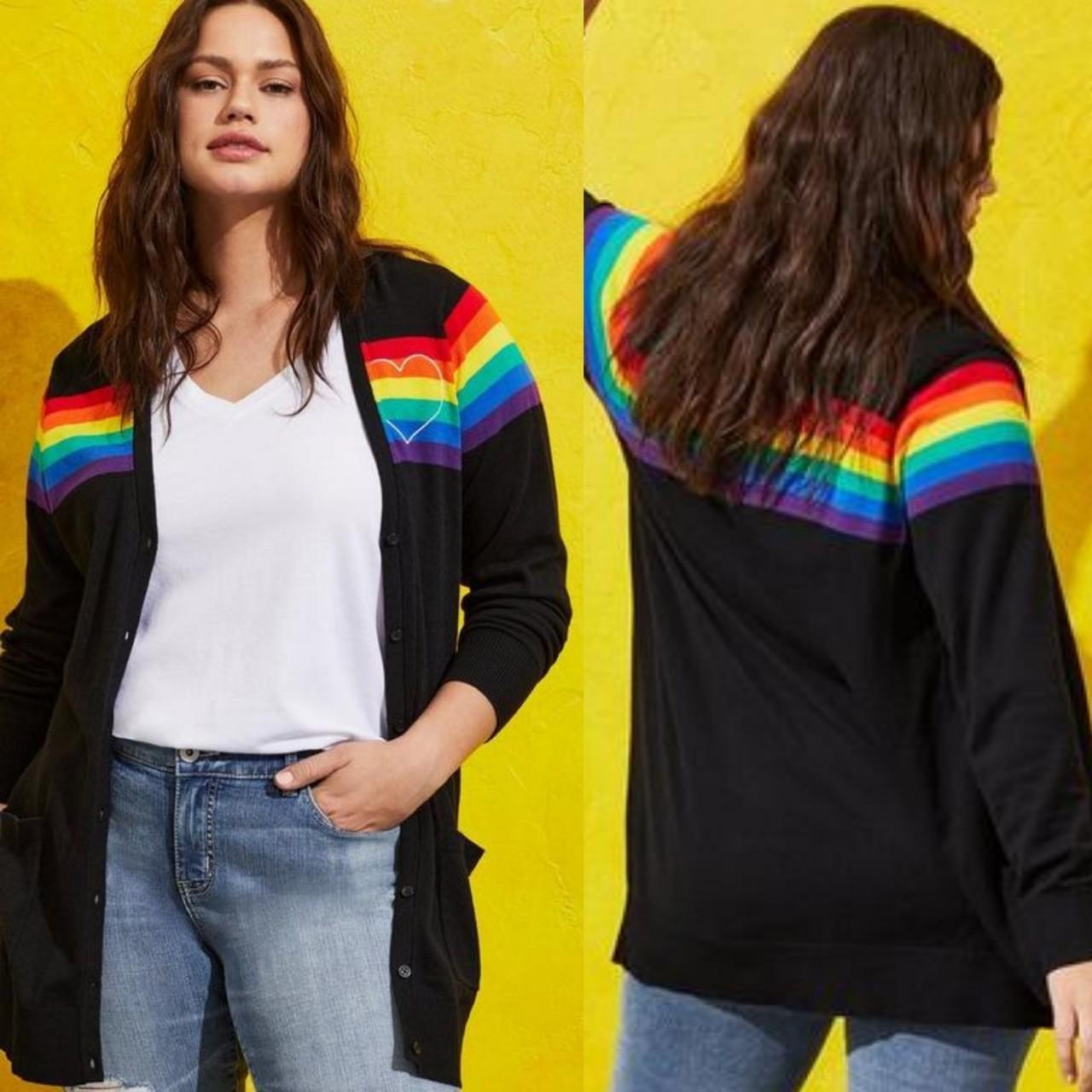 Torrid Celebrate Love Pride Button Front Rainbow... - Depop