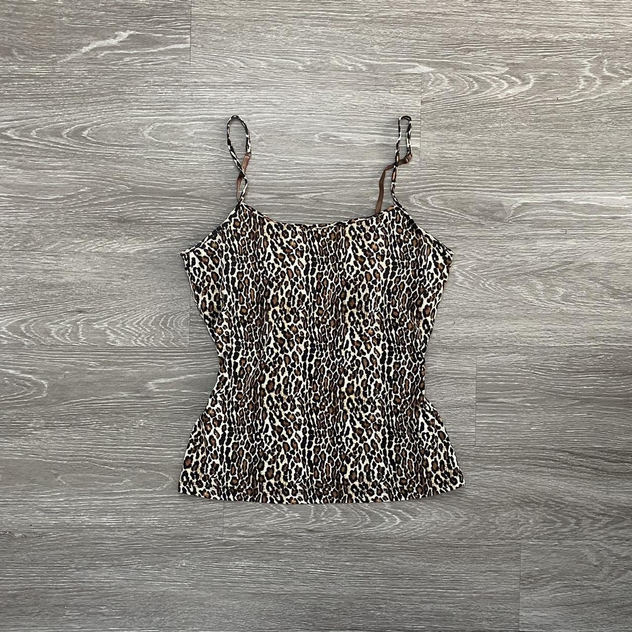 vintage 90s leopard print cami tank top with... | Depop