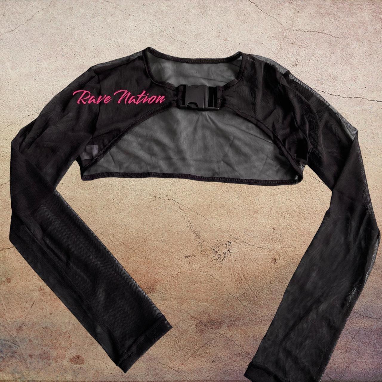 Black mesh rave top. Black extreme crop top. Mesh... - Depop
