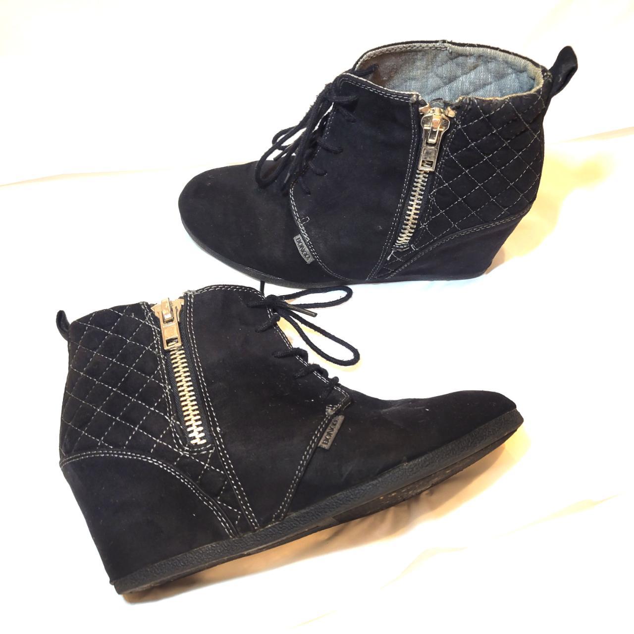 Bongo Kedzie Black Faux Suede Ankle Boots Booties... - Depop