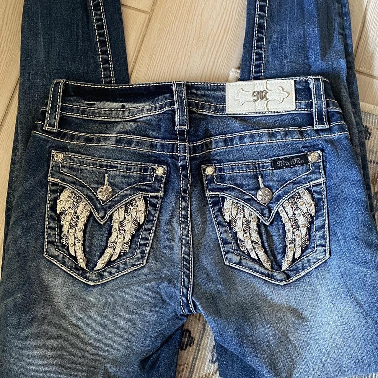 The cutest miss me skinny jeans with angel wings I... - Depop