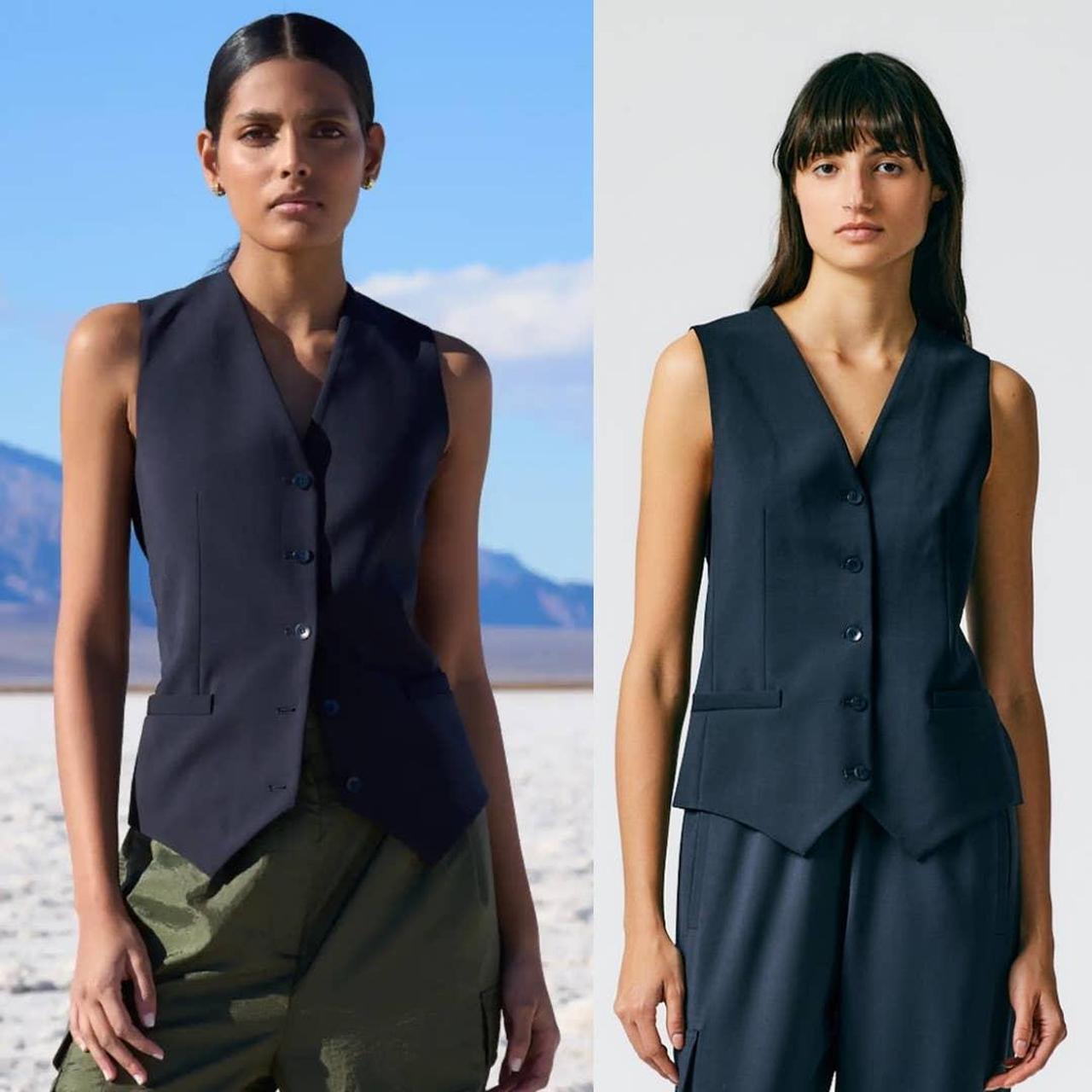 Tibi | Fundamentals Navy Tropical Wool Vest... - Depop