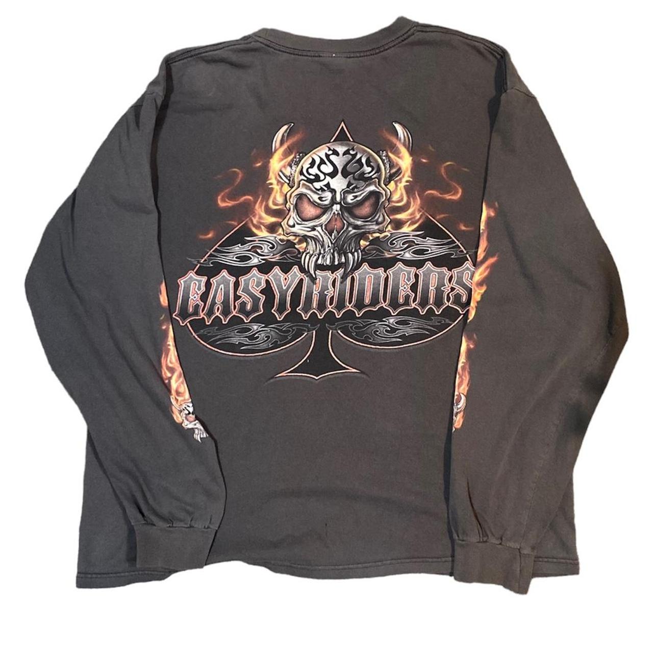 Vintage Y2K Easyriders Skull Long Sleeve Size :... - Depop
