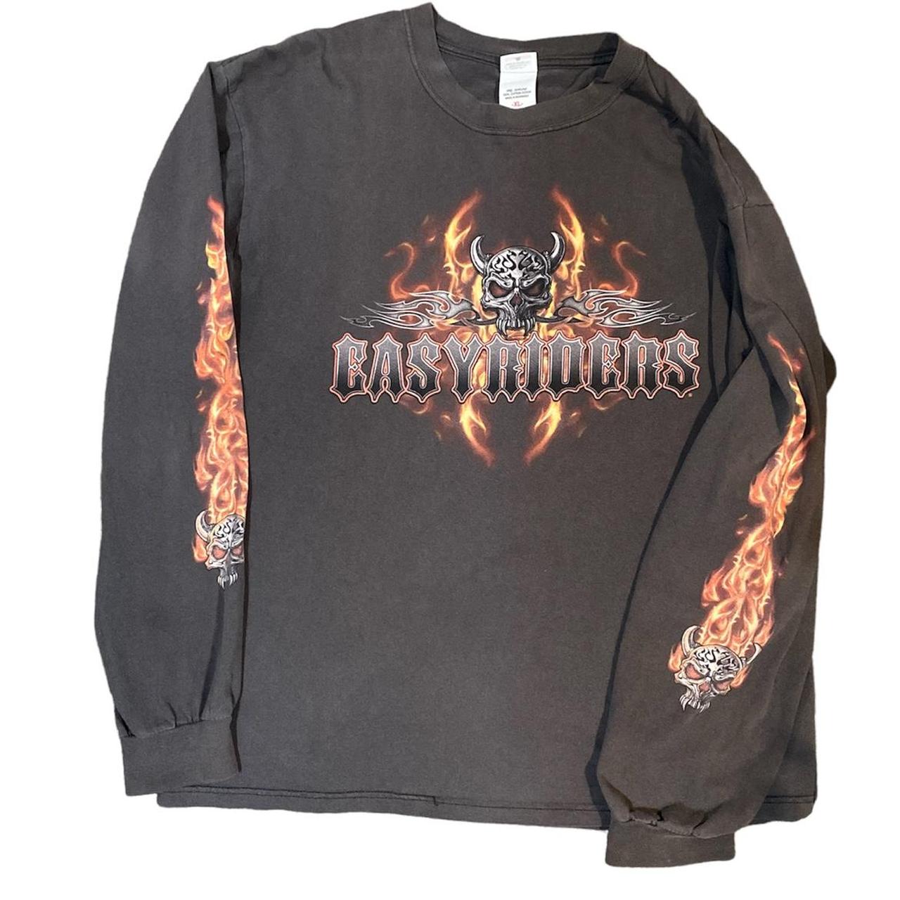 Vintage Y2K Easyriders Skull Long Sleeve Size :... - Depop